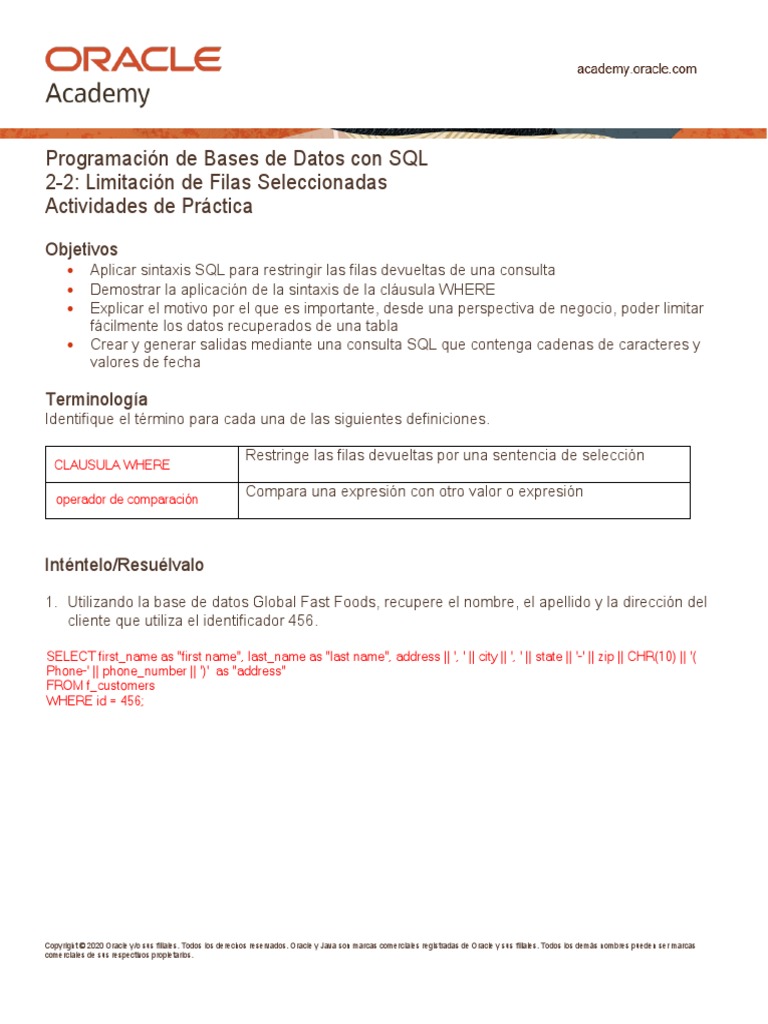 DP 2 2 Practice Esp | Descargar gratis PDF | SQL | Ciencias de la ... DP 2 2 Practice Esp | Descargar gratis PDF | SQL | Ciencias de la ...