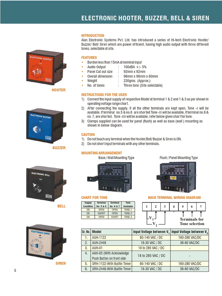 Electronic Hooter Bell Buzzer Siren PDF | PDF | Electrical Components | Computer Engineering