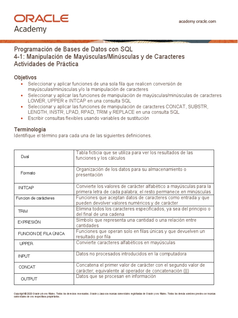 DP 4 1 Practice Esp | PDF | SQL | Programación de computadoras
