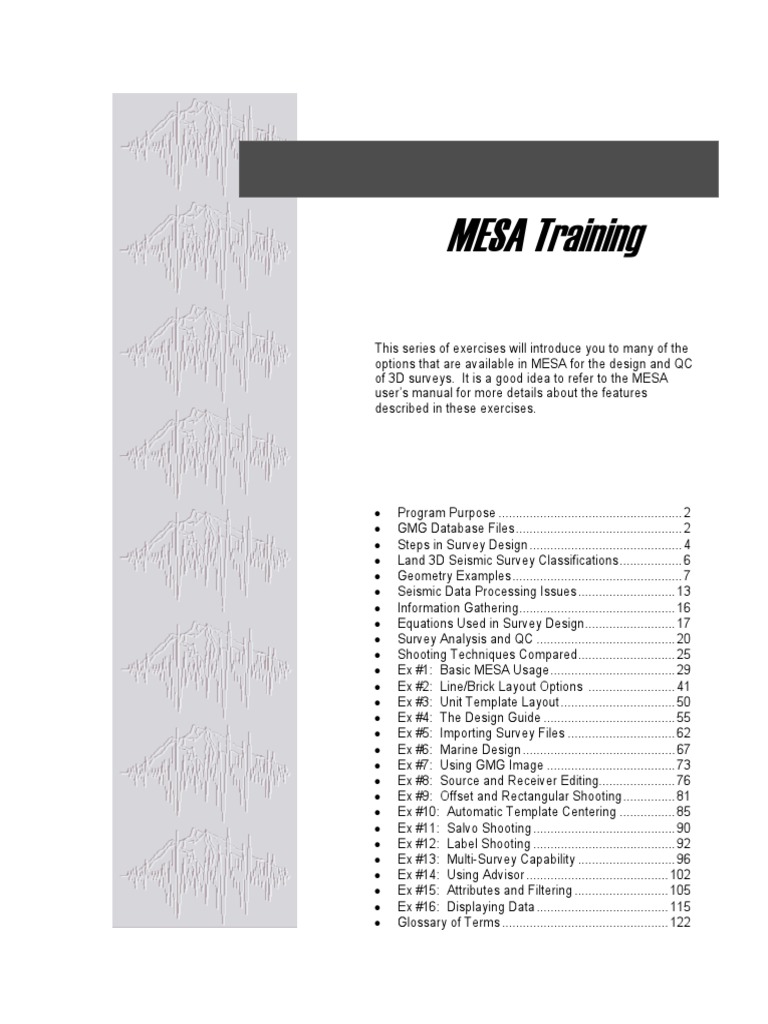 Mesa Training Manual | PDF | Button (Computing) | Reflection Seismology