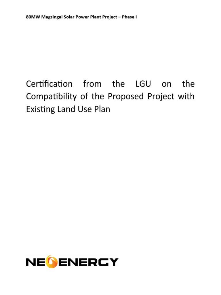 Certification From The LGU On The Compatibility of The Proposed Project ...