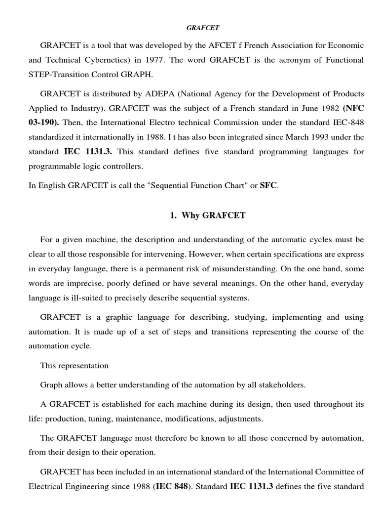 + GRAFCET Translate From - Fr.en PDF | PDF | Automation | Programmable Logic Controller
