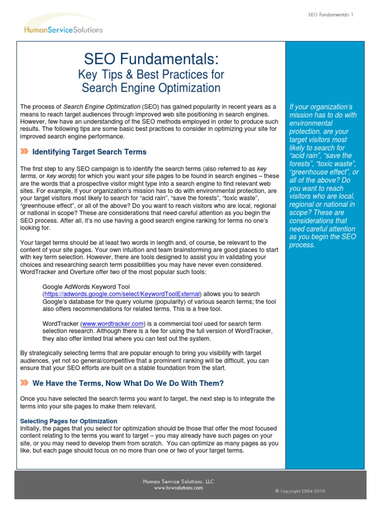 SEO Fundamentals:: Key Tips & Best Practices For Search Engine ...