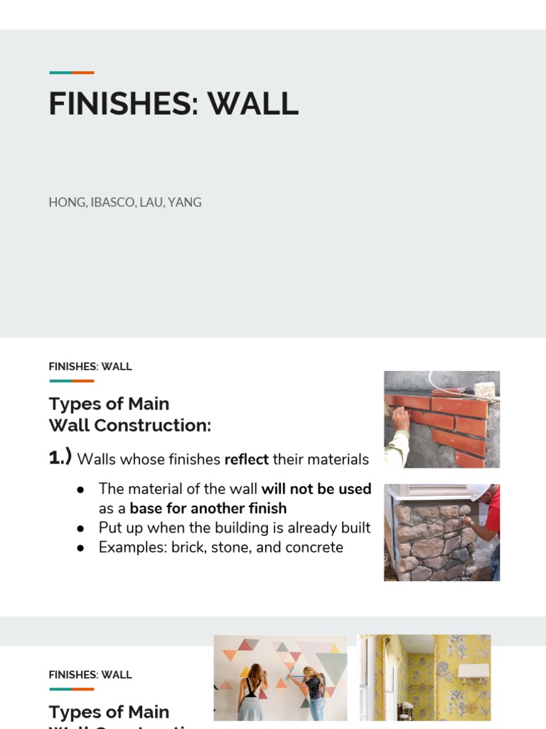 Types of Wall Finishes and Materials | PDF | Flooring | Ceiling