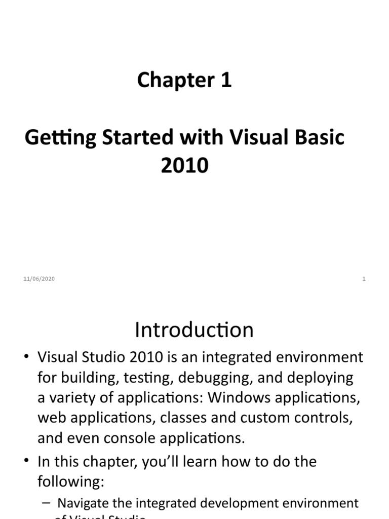 Getting Started With Visual Basic 2010 | PDF | Microsoft Visual Studio | Integrated Development ...
