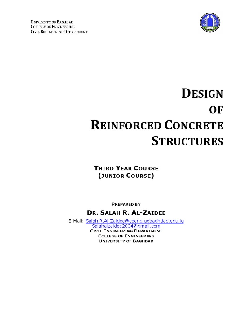 Syllabus for Design of Reinforced Concrete Structures Third Year Course ...
