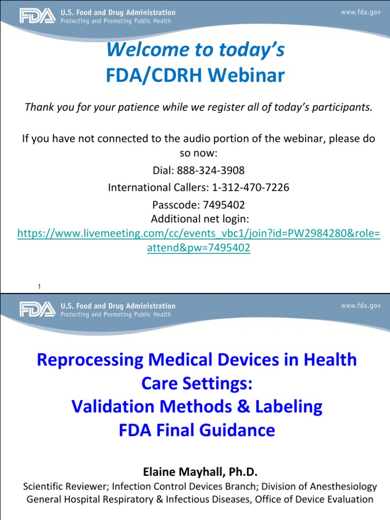Welcome To Today's: FDA/CDRH Webinar | PDF | Federal Food ...