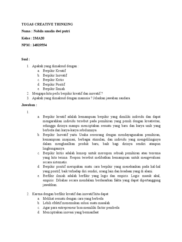 Tugas Creative Thinking | PDF