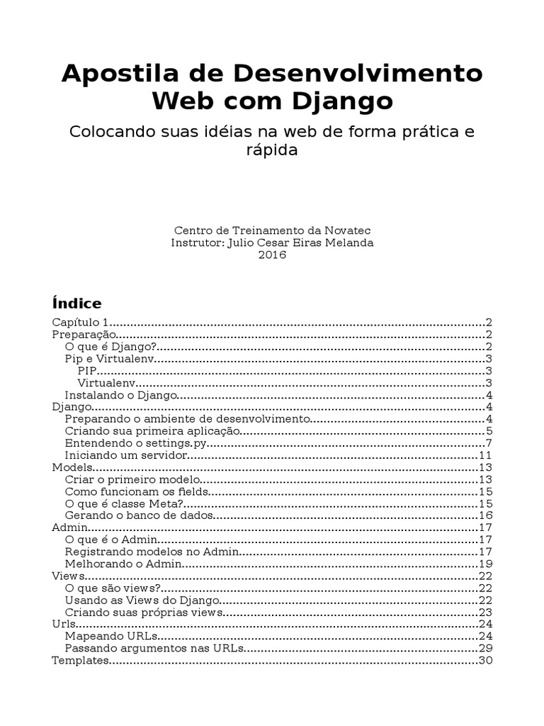Apostila Django | PDF | Python (linguagem de programação) | Classe ...
