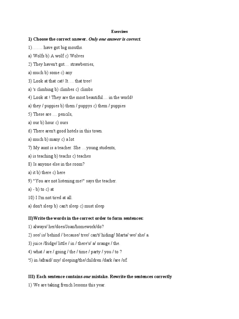 1) Choose The Correct Answer. Only One Answer Is Correct.: Exercises | PDF