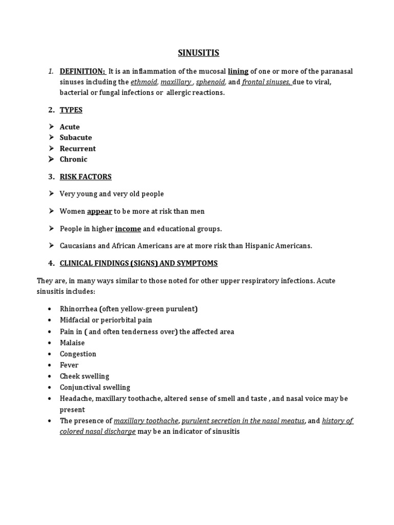 Sinusitis: 1. Definition | PDF | Self-Improvement | Science & Mathematics