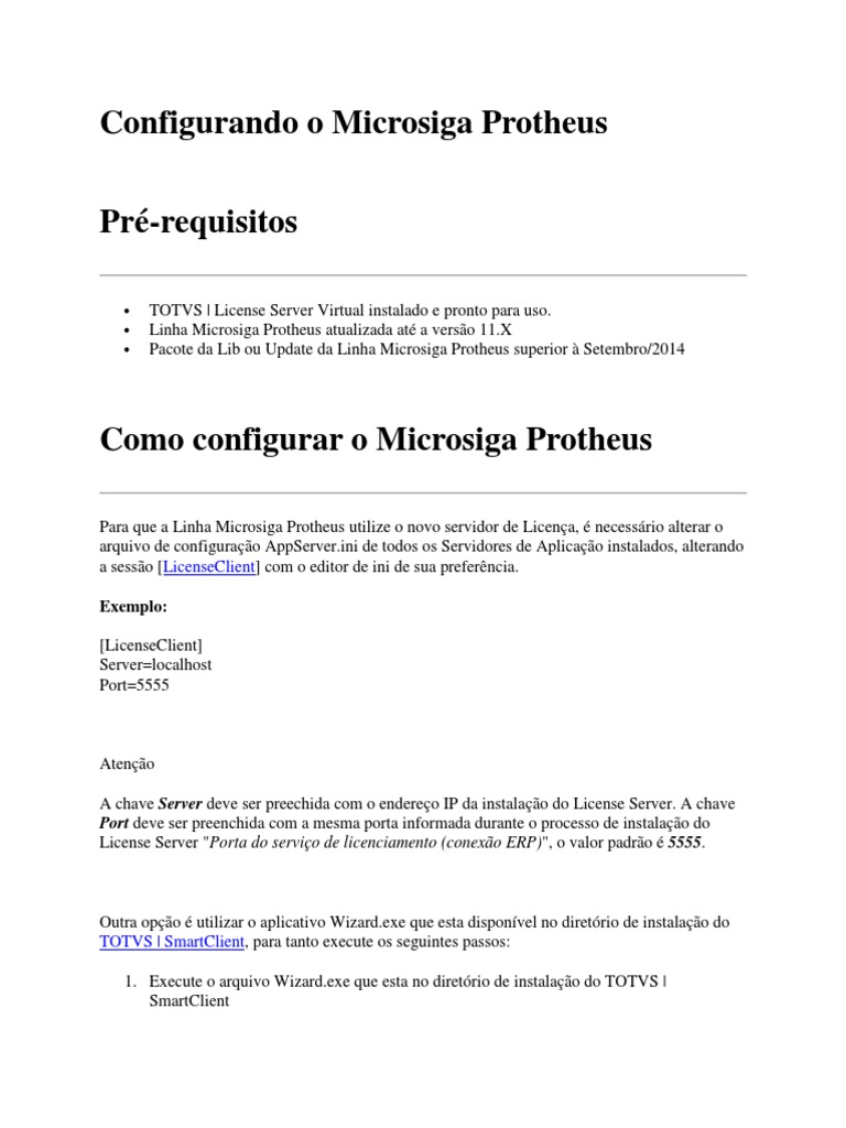 Configurando o Microsiga Protheus | PDF | Servidor (informática ...