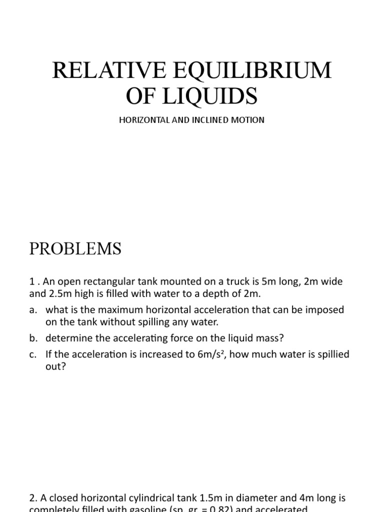 Relative Equilibrium of Liquids | PDF | Rotation Around A Fixed Axis ...