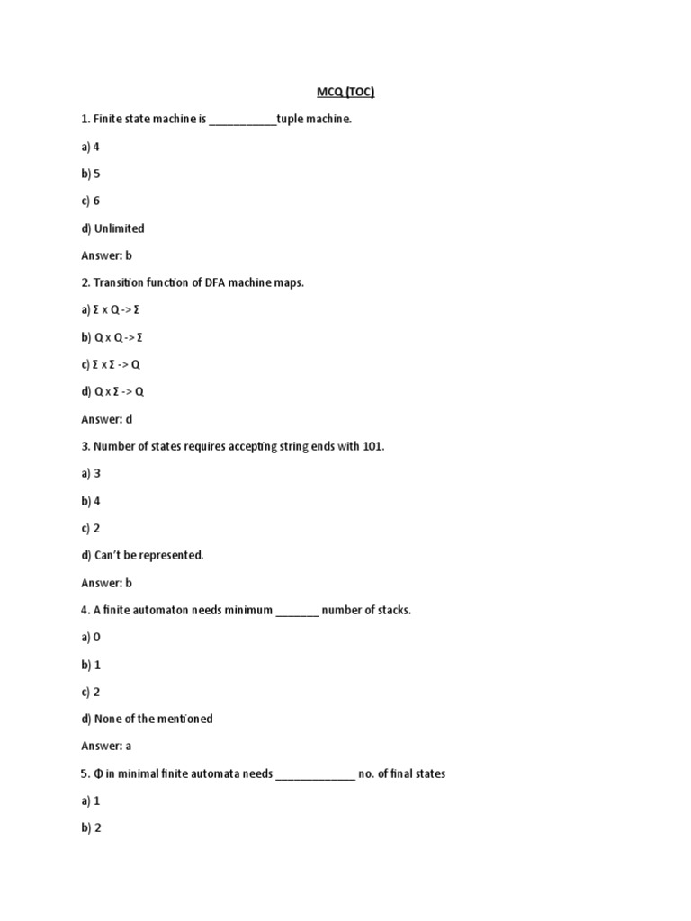 Toc Cs 501 Question Bank And Mcq Pdf Formalism Deductive String Computer Science 