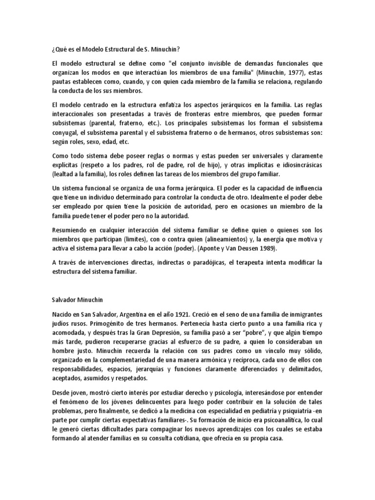 Modelo Estructural Minuchin | PDF | Familia | Comportamiento