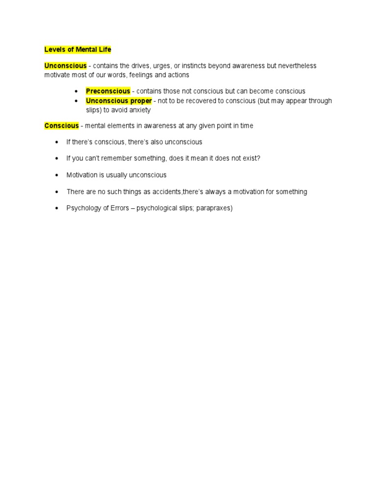 Levels of Mental Life | PDF