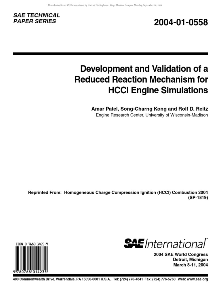 Sae Technical Paper Series: Amar Patel, Song-Charng Kong and Rolf D. Reitz | Download Free PDF ...