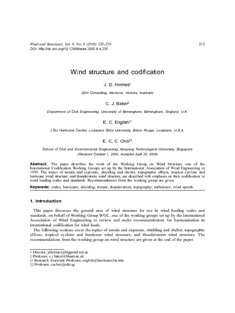 Holmes, J.D. Et Al. - Wind Structure and Codification (Article ...