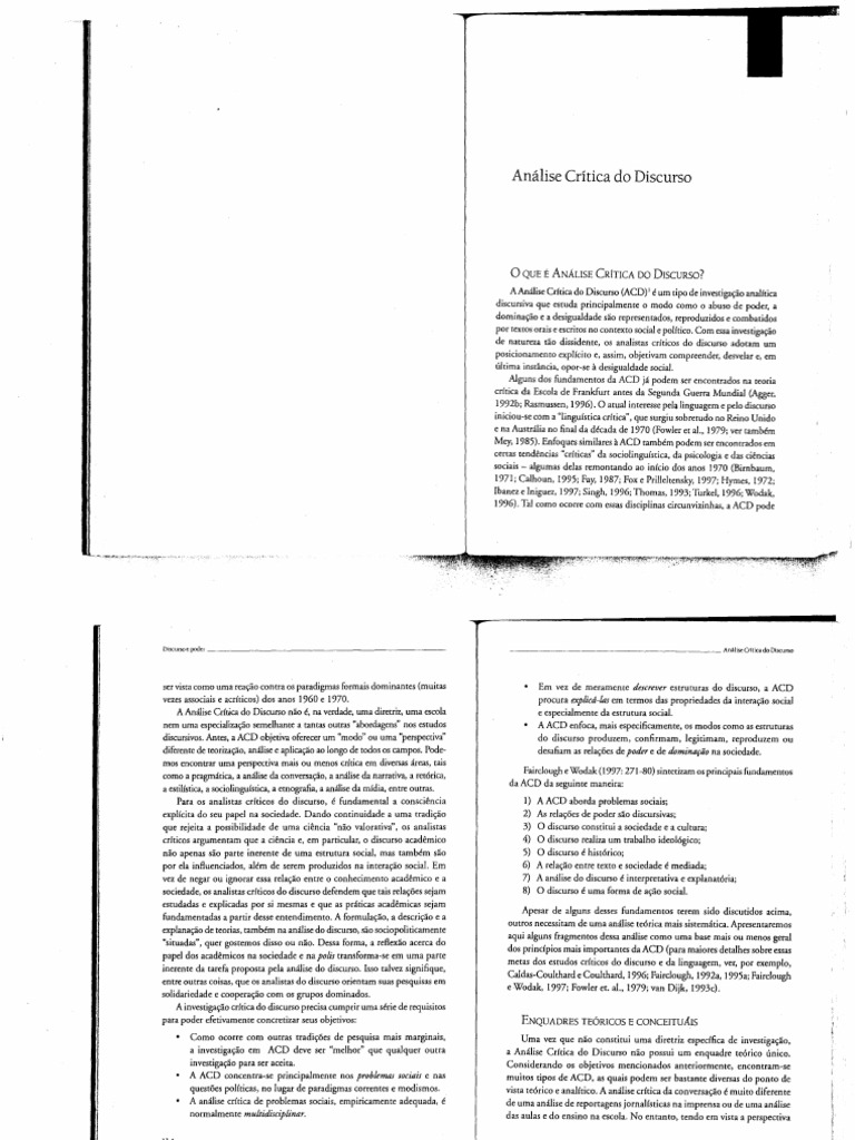 Van Dijk - Análise Crítica Do Discurso | PDF | Sociologia | Poder (social e político)
