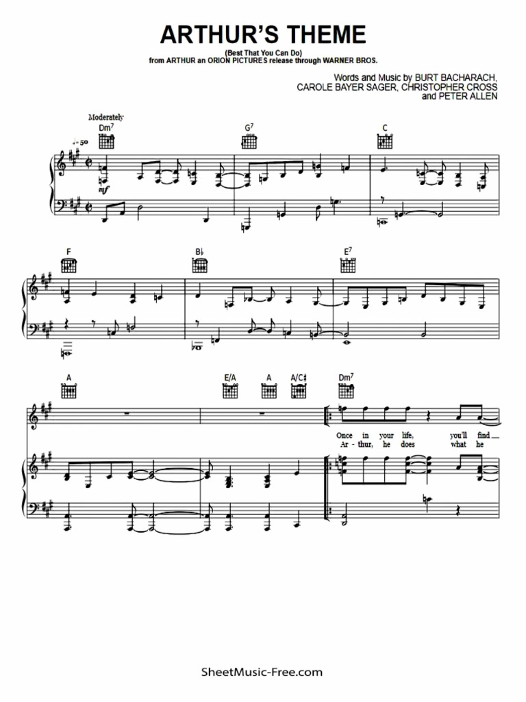 Arthur's Theme Sheet-Music Christopher Cross PDF | PDF