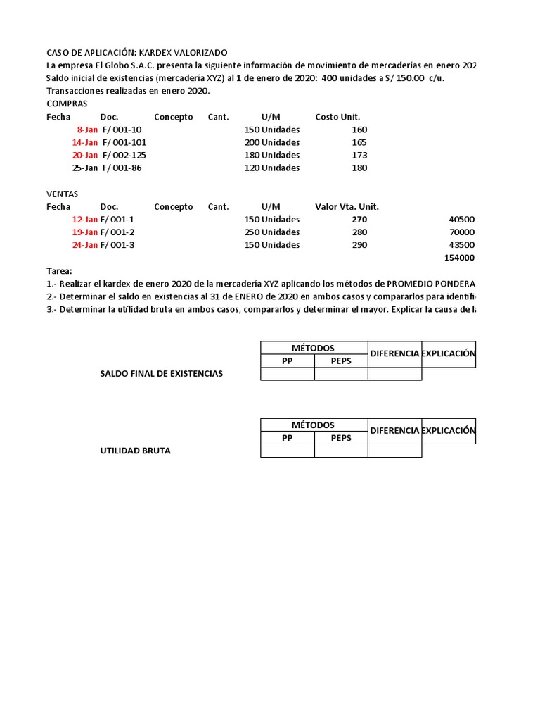 Kardex Caso 1 Resuelto en Clase | PDF | Business