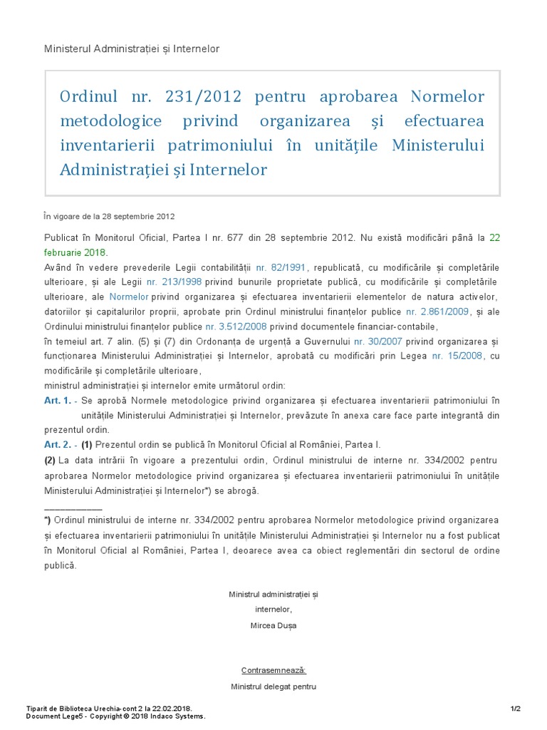 Ordin 231 - 2012 | PDF