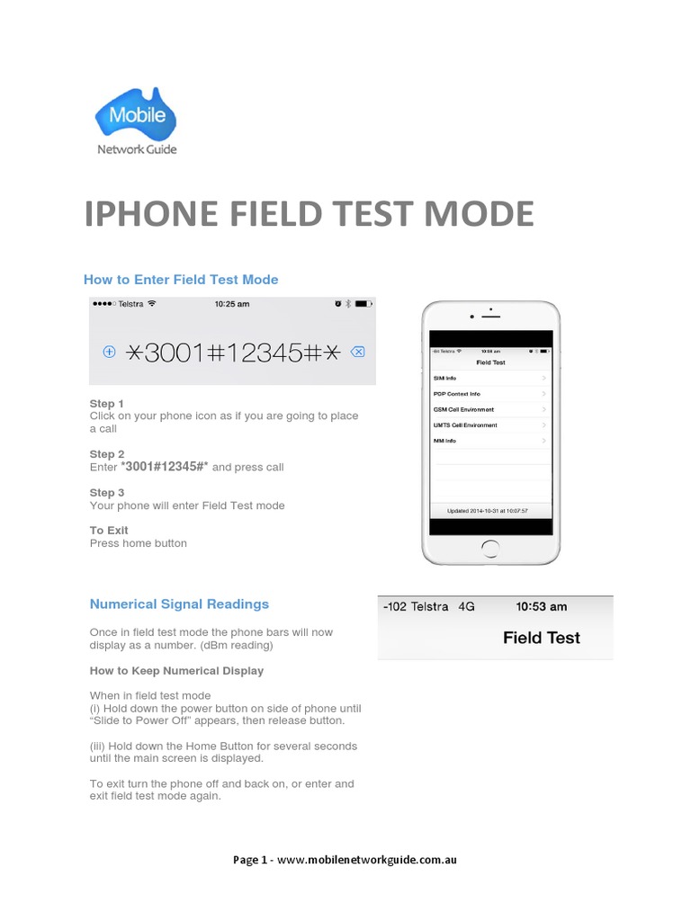 Apple Iphone Field Test Mode PDF | PDF | 4 G | 3 G