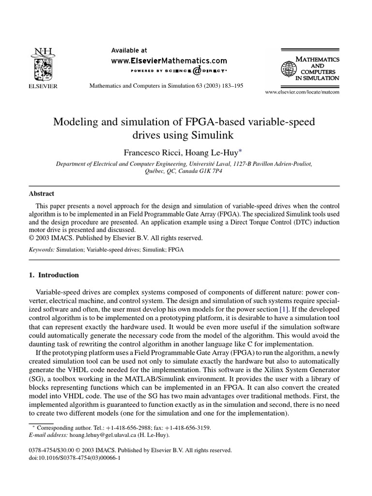Modeling And Simulation Of Fpga Based Va Pdf Vhdl Field Programmable Gate Array