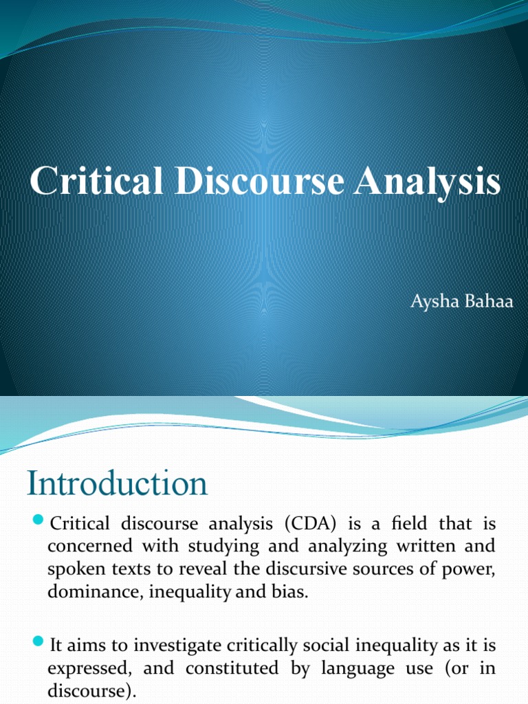 Critical Discourse Analysis | PDF | Discourse | Cognition