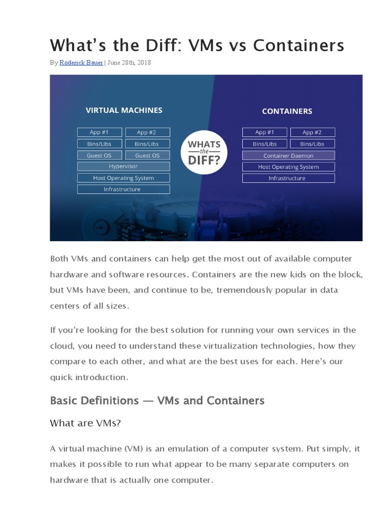 What's the Diff: VMs vs Containers - A Quick Introduction to Virtualization Technologies and ...