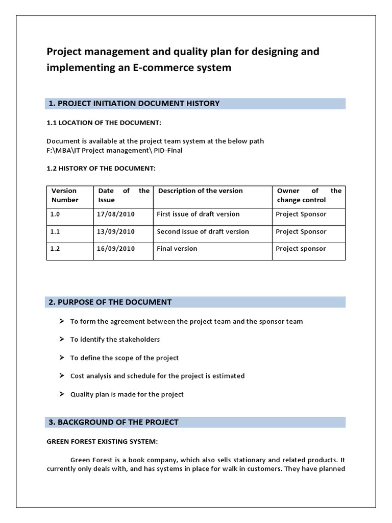 Ecommerce System Project Plan Example PDF | PDF | Marketing | Project ...