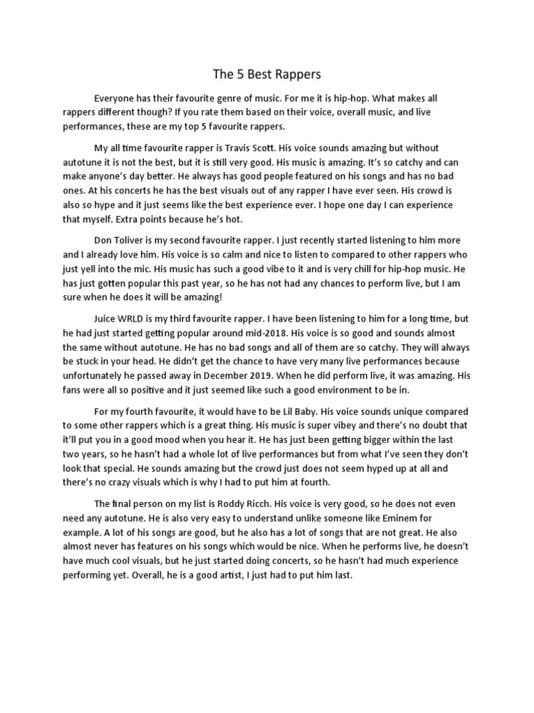 The 5 Best Rappers | PDF | Rapping | Recorded Music