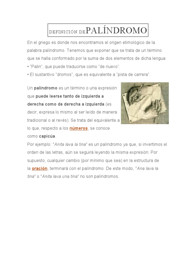 Definición de Palíndromo | PDF
