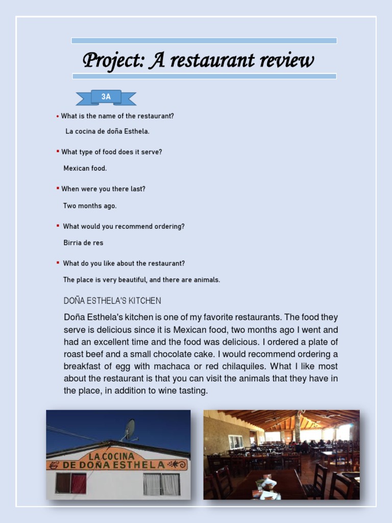 Project A Restaurant Review | PDF | Cooking, Food & Wine | Wellness