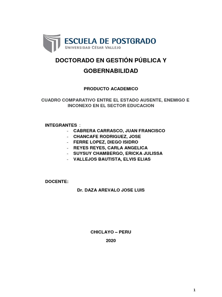 Cuadro Comparativo Grupal - Grupo 1 | PDF | Maestros | Perú