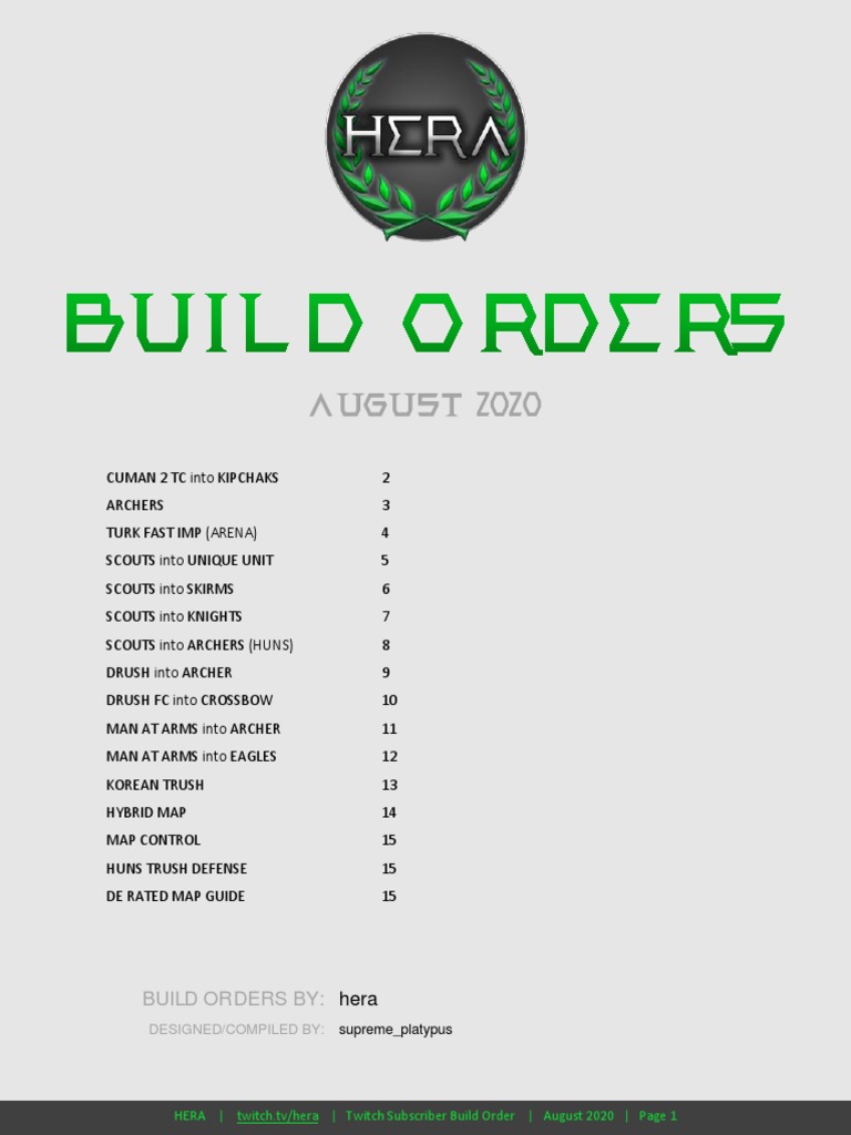 Hera Build Orders | PDF | Archery | Projectiles