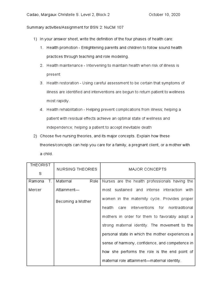 Nursing Care Phases and Theories Explained | PDF | Nursing | Health ...