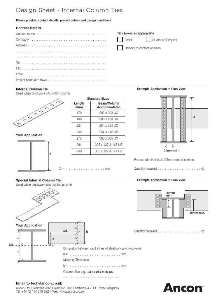 Internal Column Ties Design Sheet | PDF | Economic Sectors | Civil ...