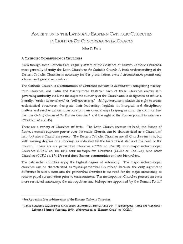(Artigo) ASCRIPTION IN THE LATIN AND EASTERN CATHOLIC CHURCHES | PDF ...