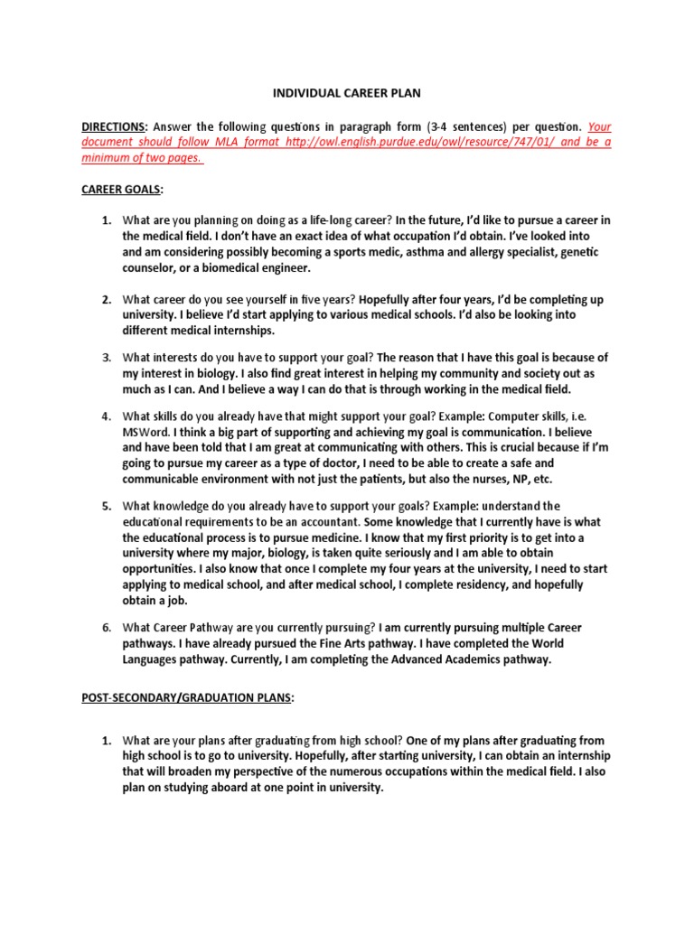 Individual Career Plan | PDF | Doctor Of Medicine | Medical School