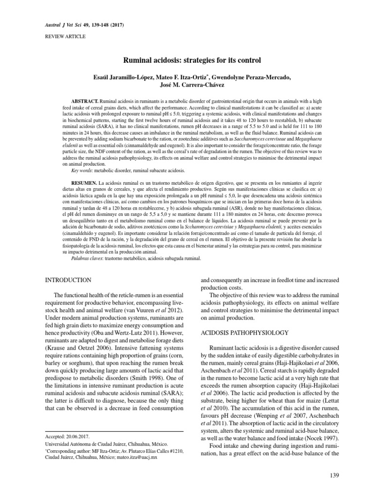 Control Strategies for Ruminal Acidosis | PDF | Ruminant | Buffer Solution