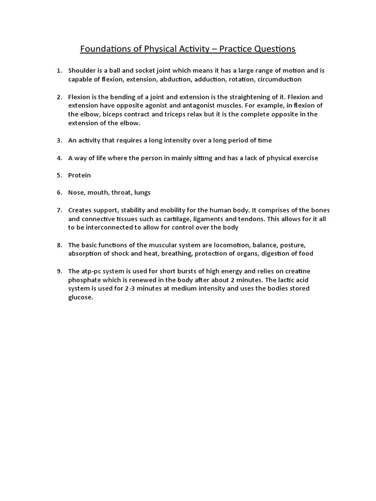 Foundations of Physical Activity | PDF