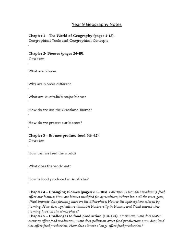 Year 9 Geography Notes | PDF