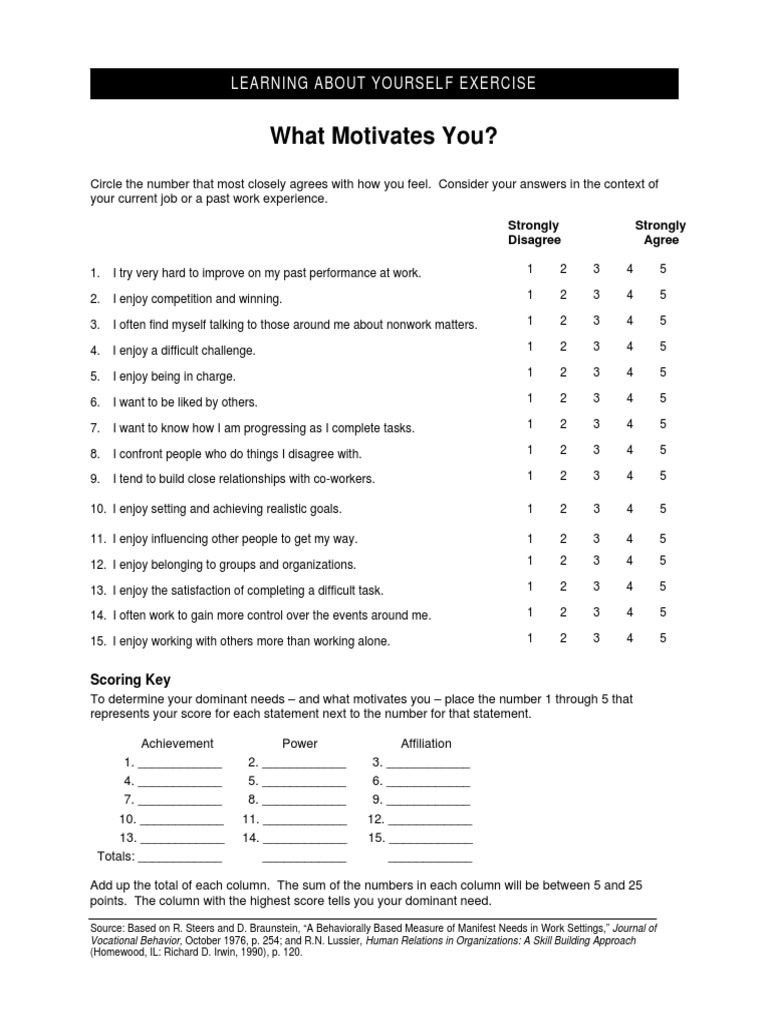 What Motivates You?: Learning About Yourself Exercise | PDF | Action ...