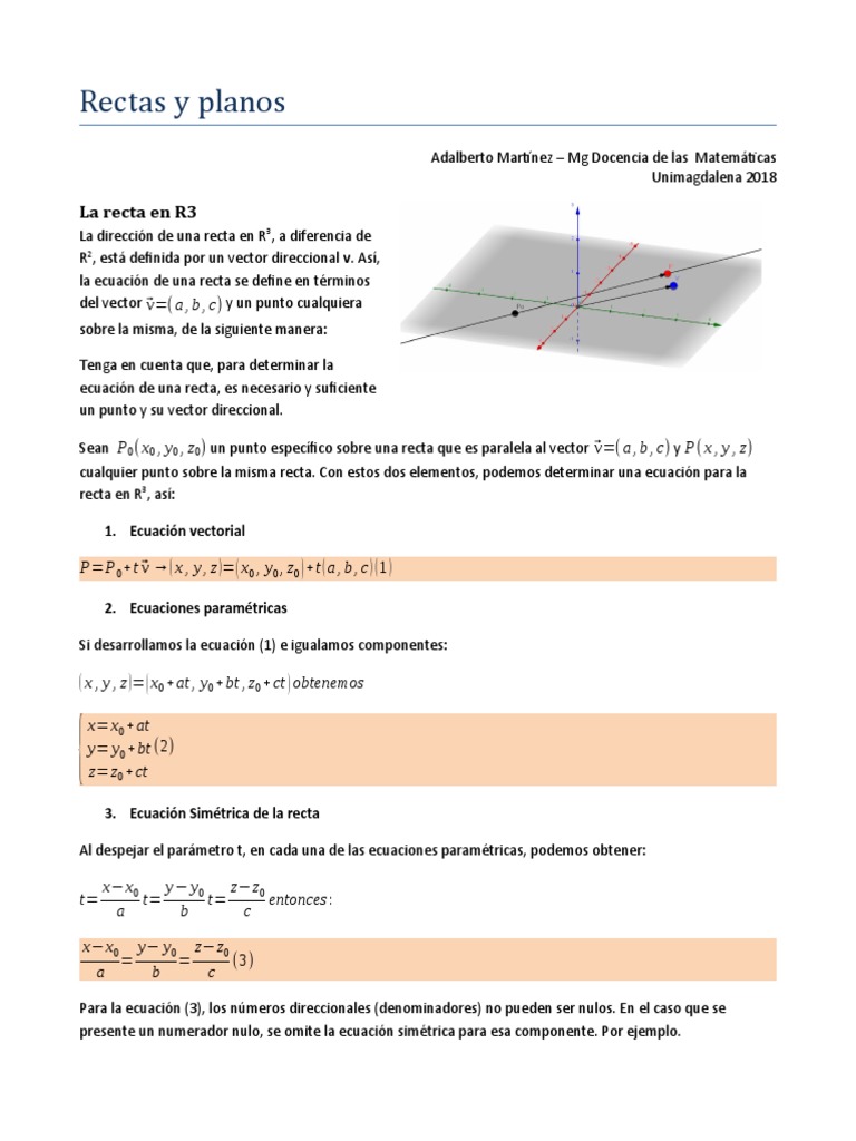 Clase 2 Rectas y Planos | PDF | Geometria plana) | Vector Euclidiano