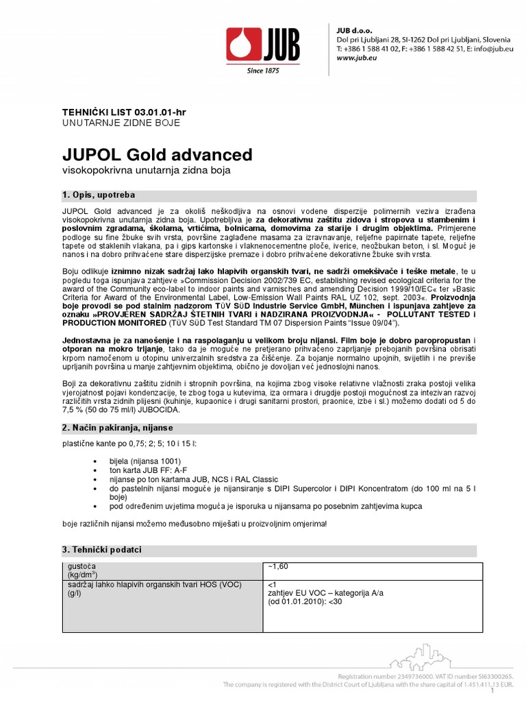 JUPOL Gold Advanced: High-Coverage Interior Wall Paint | PDF | Business