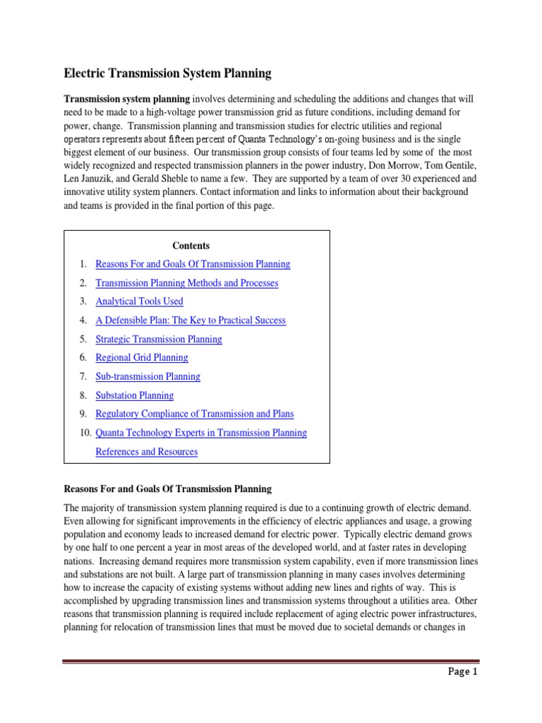 Electric Transmission System Planning Guide | PDF | Electric Power ...
