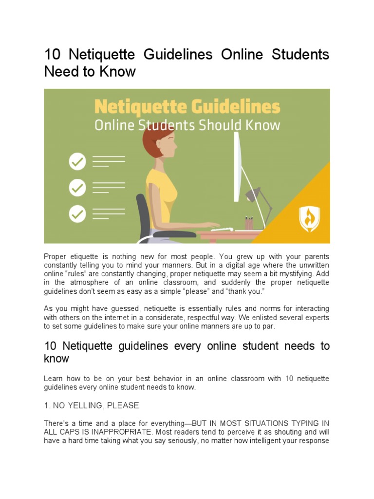 10 Netiquette Guidelines Online Students Need To Know | PDF | Etiquette ...