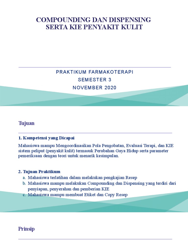 Compounding Dan Dispensing Serta Kie Penyakit Kulit: Praktikum Farmakoterapi Semester 3 November ...