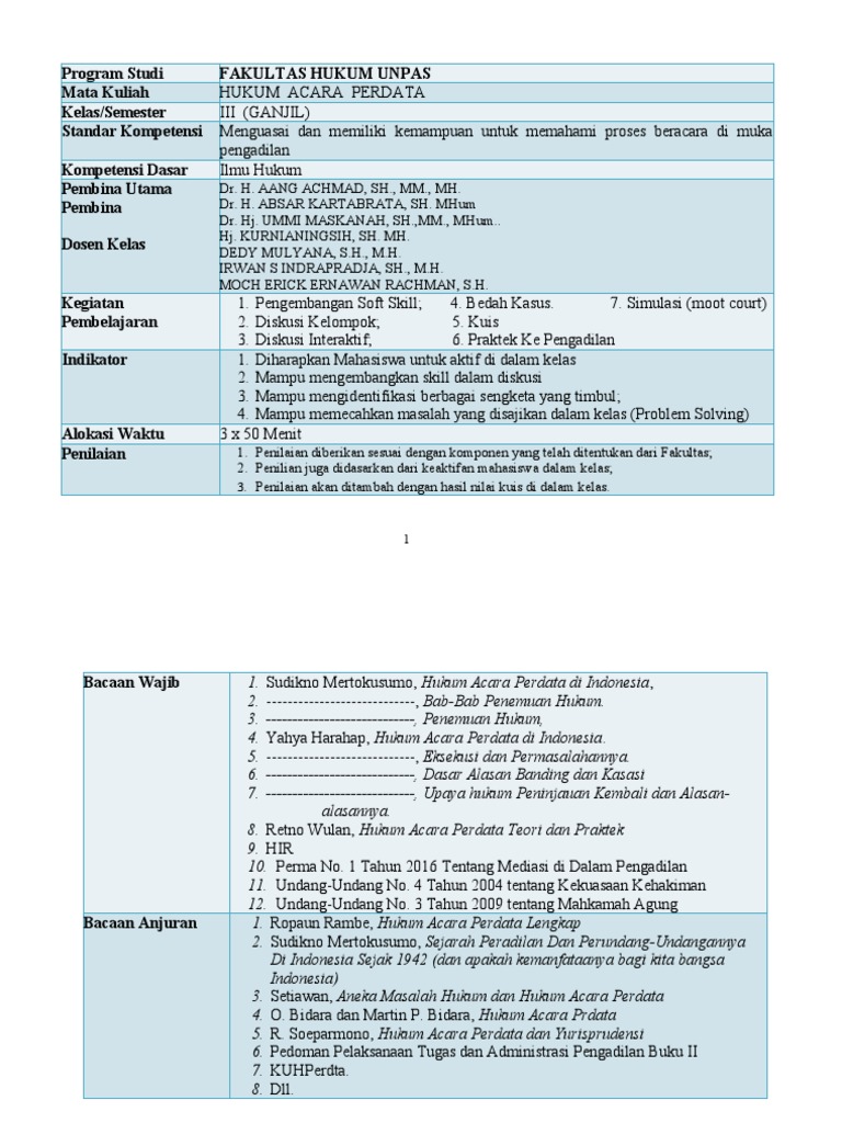 RPS HK Acara Perdata | PDF